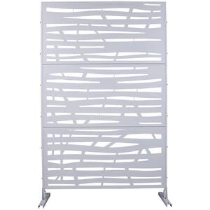 6.3 ft. H x 4 ft. W White Outdoor Privacy Screen Metal Garden Fence ...