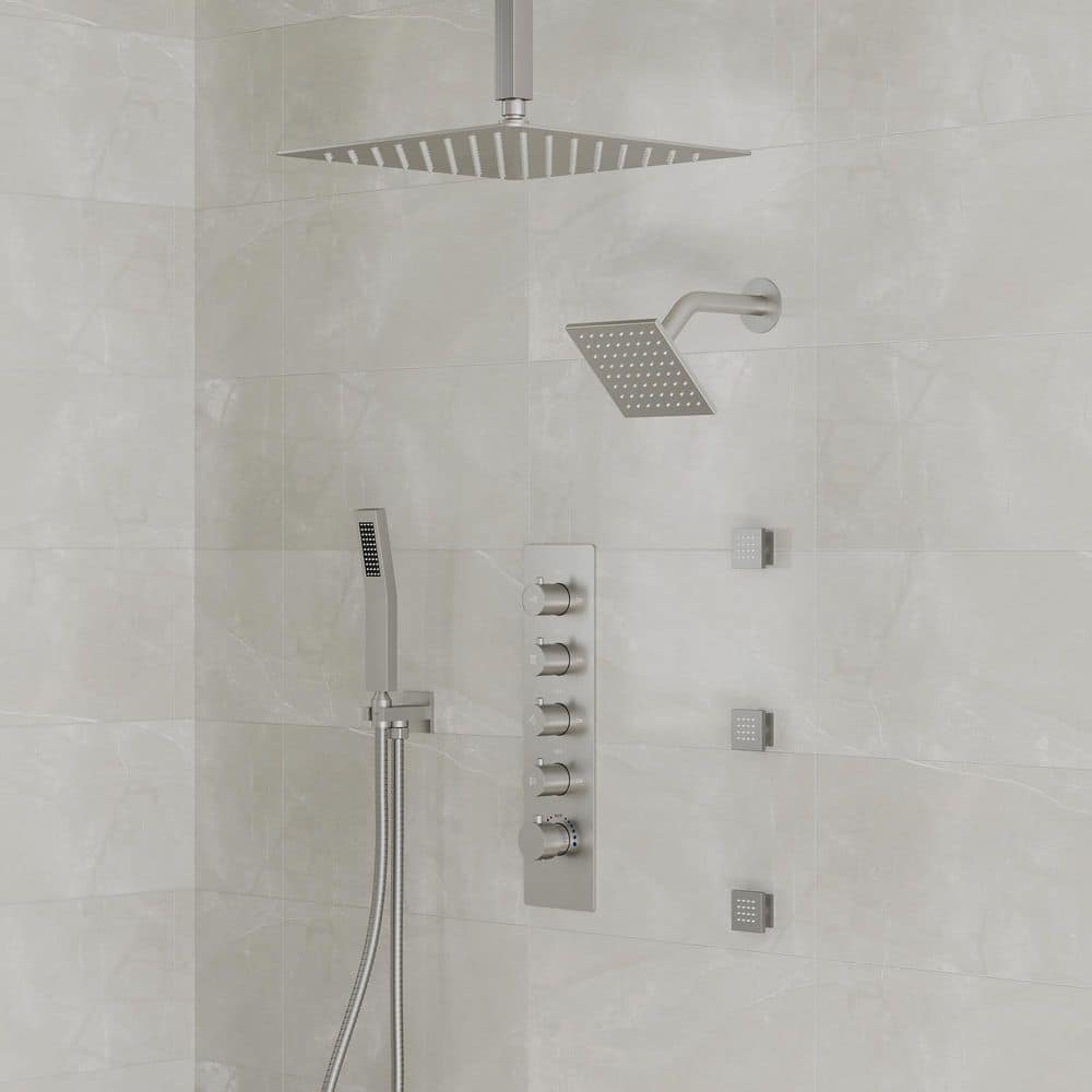 EVERSTEIN 5-knobs 15-Spray Patterns 16in. Shower System with 6in ...