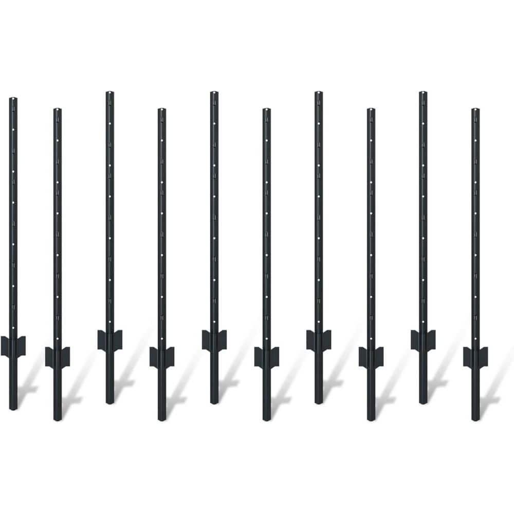 maocao hoom 4 ft. 10 Piece Heavy-Duty U-Shaped Metal Posts, Garden ...