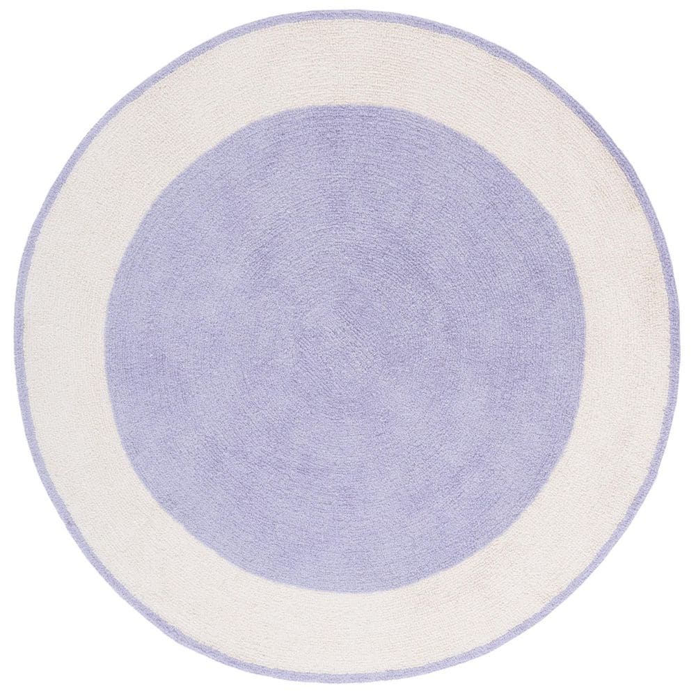 SAFAVIEH Easy Care Ivory/Lilac 5 ft. x 5 ft. 2-Tone Solid Round Area ...