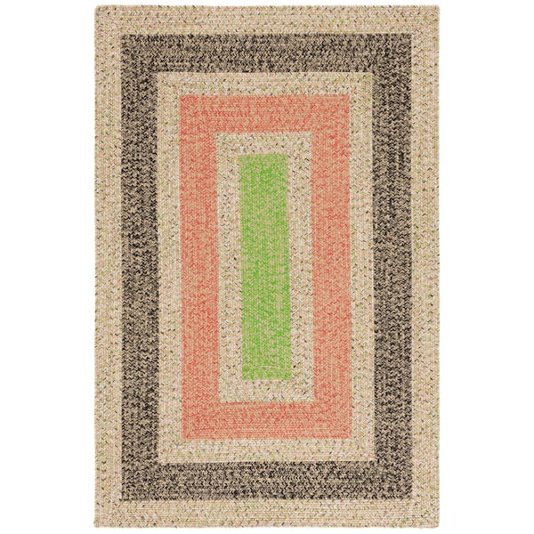 SAFAVIEH Braided Black/Light Green 4 ft. x 6 ft. Machine Washable ...