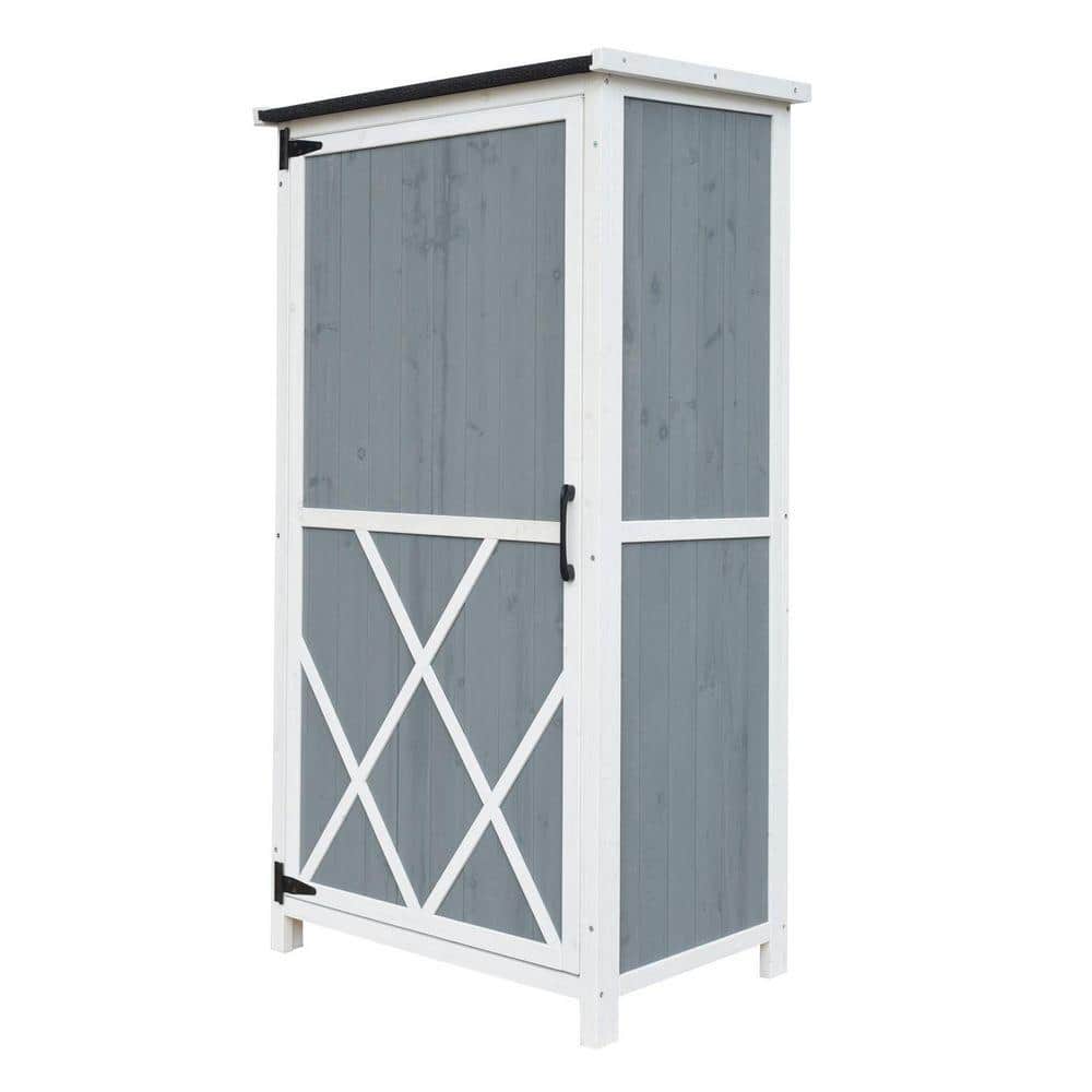 ToolCat 2.3 ft. W x 1.6 ft. D Two-Tone Wooden Shed with Sloped Roof & 5 ...