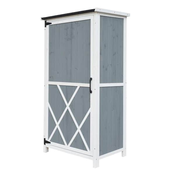 ToolCat 2.3 ft. W x 1.6 ft. D Two-Tone Wooden Shed with Sloped Roof & 5 ...