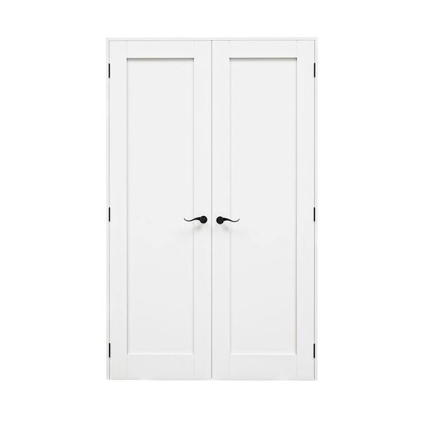 ARK DESIGN 48 in. x 80 in. 1-Lite Clear Glass Universal White Solid ...