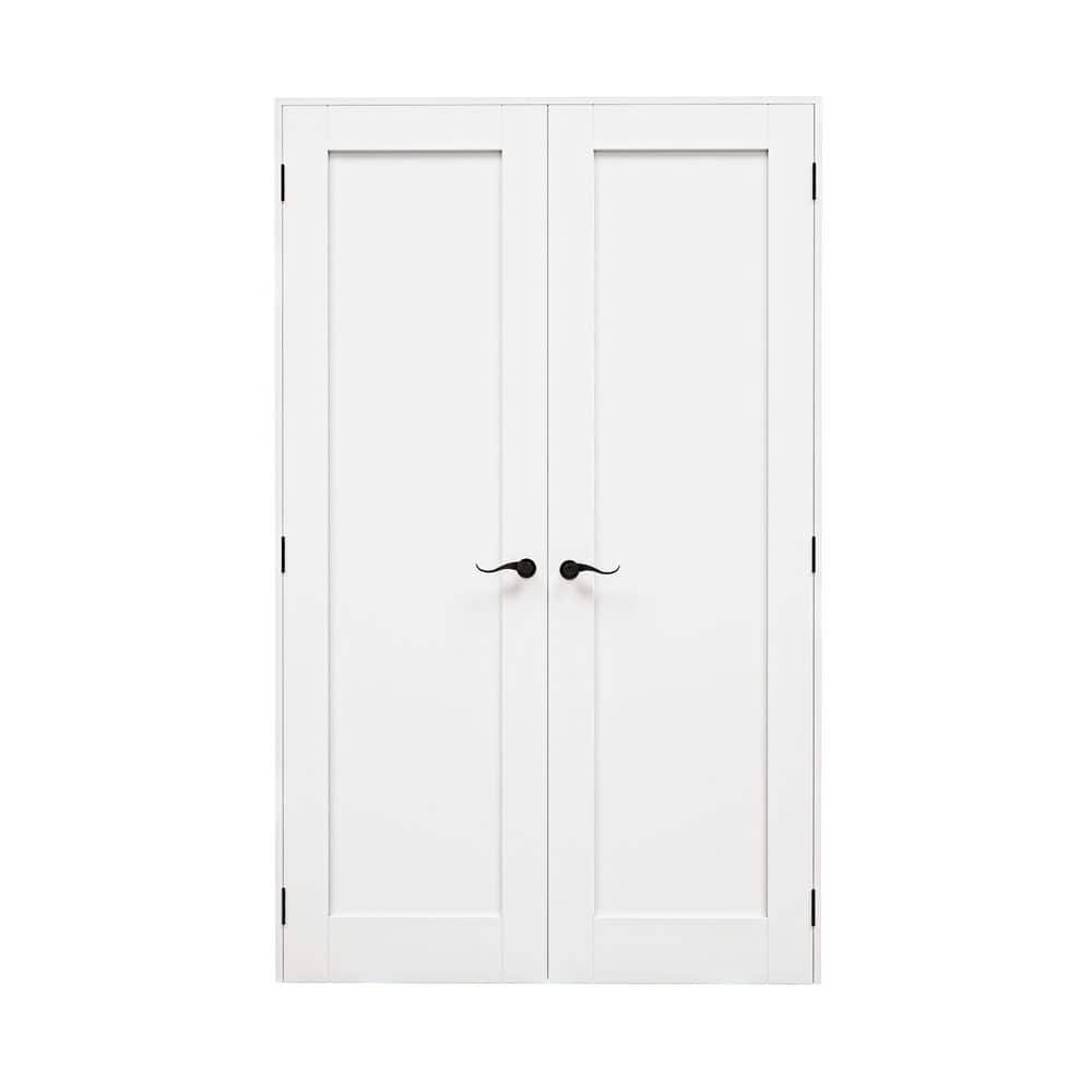 ARK DESIGN 36 in. x 80 in. 1-Panel Froasted Glass Universal White Solid ...