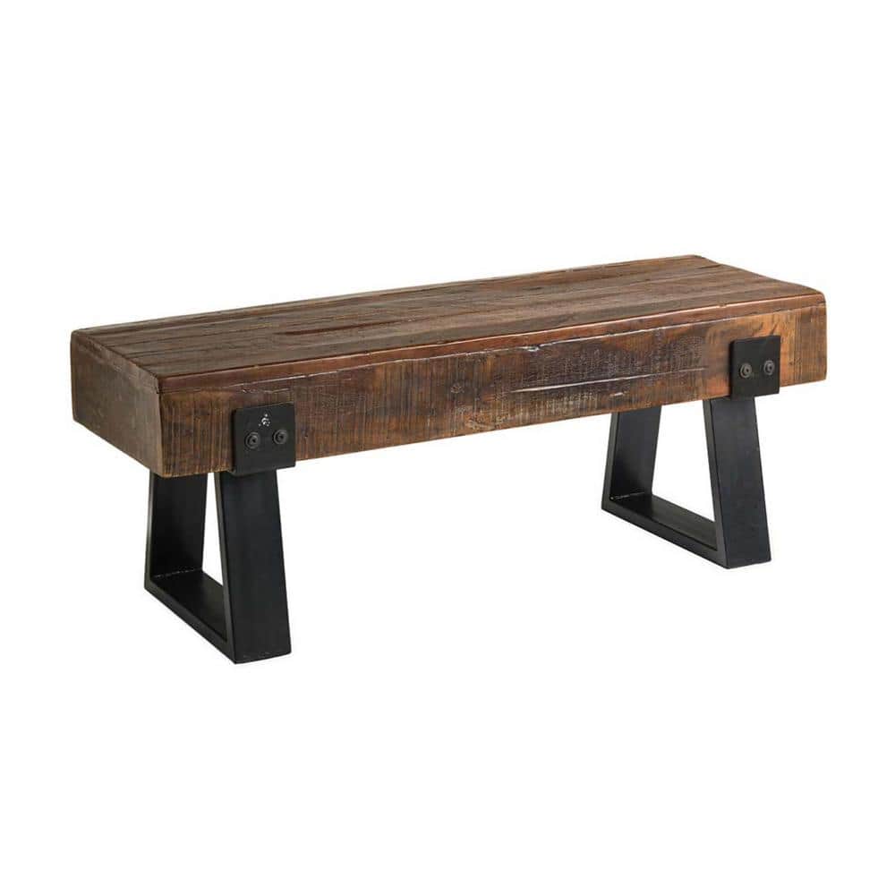 Evergreen 48 in. Richland Indoor/Outdoor Reclaimed Wood Backless Bench ...