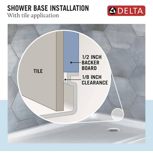 Delta Classic 500 32 in. L x 32 in. W Alcove Shower Pan Base with ...