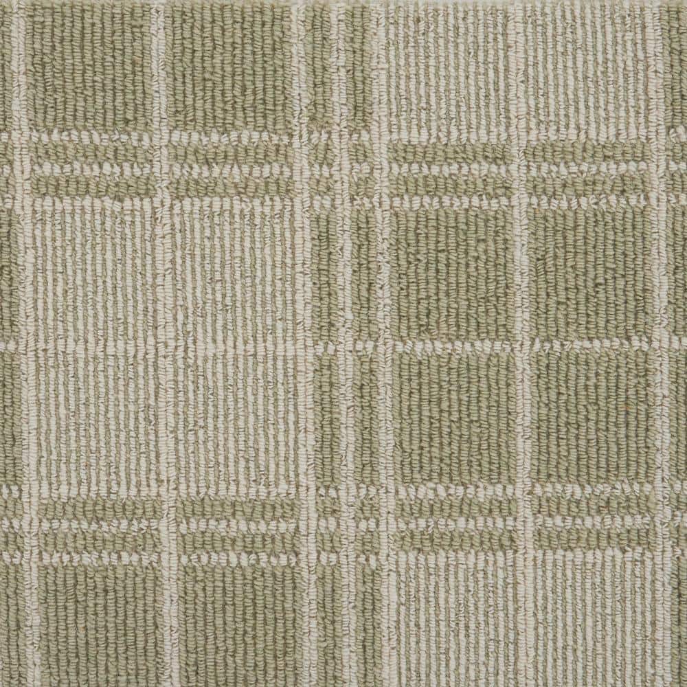 Natural Harmony Checkerboard Meadow/Ivory Green 12 ft. 27 oz. Wool ...