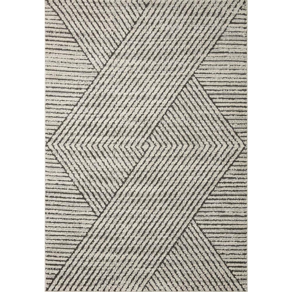 Loloi Fabian Charcoal/White 7'-10" x 7'-10" Square Geometric Moroccan Area Rug FABIFAB ...