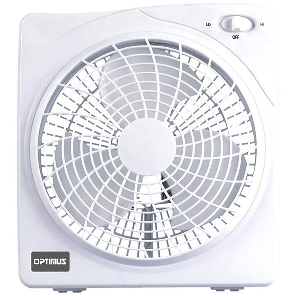 Optimus 10 in. Box Fan in White 98778908M - The Home Depot