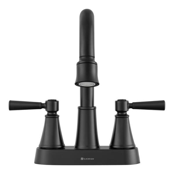 Glacier Bay Melina 4 in. Centerset Double-Handle Pull Down Bathroom Faucet in Matte Black ...