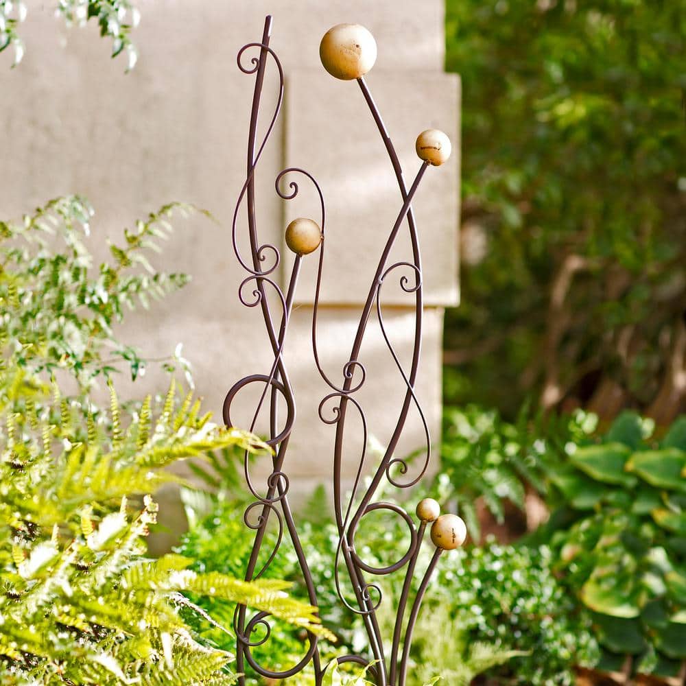 Evergreen Enterprises 42 in. Gold and Brown Abstract Metal Trellis ...