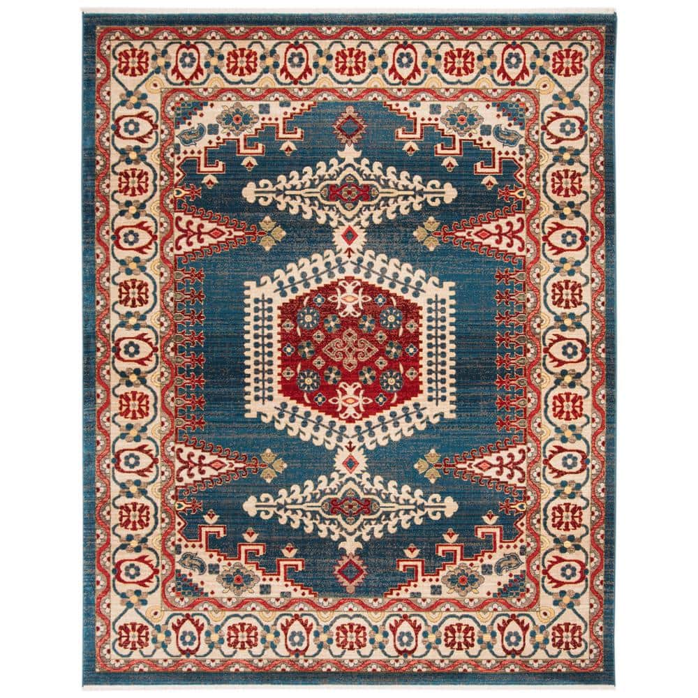 SAFAVIEH Kashan Navy Blue/Ivory 9 ft. x 12 ft. Border Area Rug KSN308N ...
