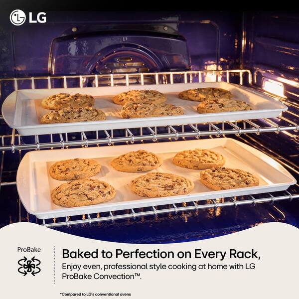 LG 6.3 cu. ft. Smart True Convection InstaView Gas Range Single Oven with Air Fry in Printproof ...