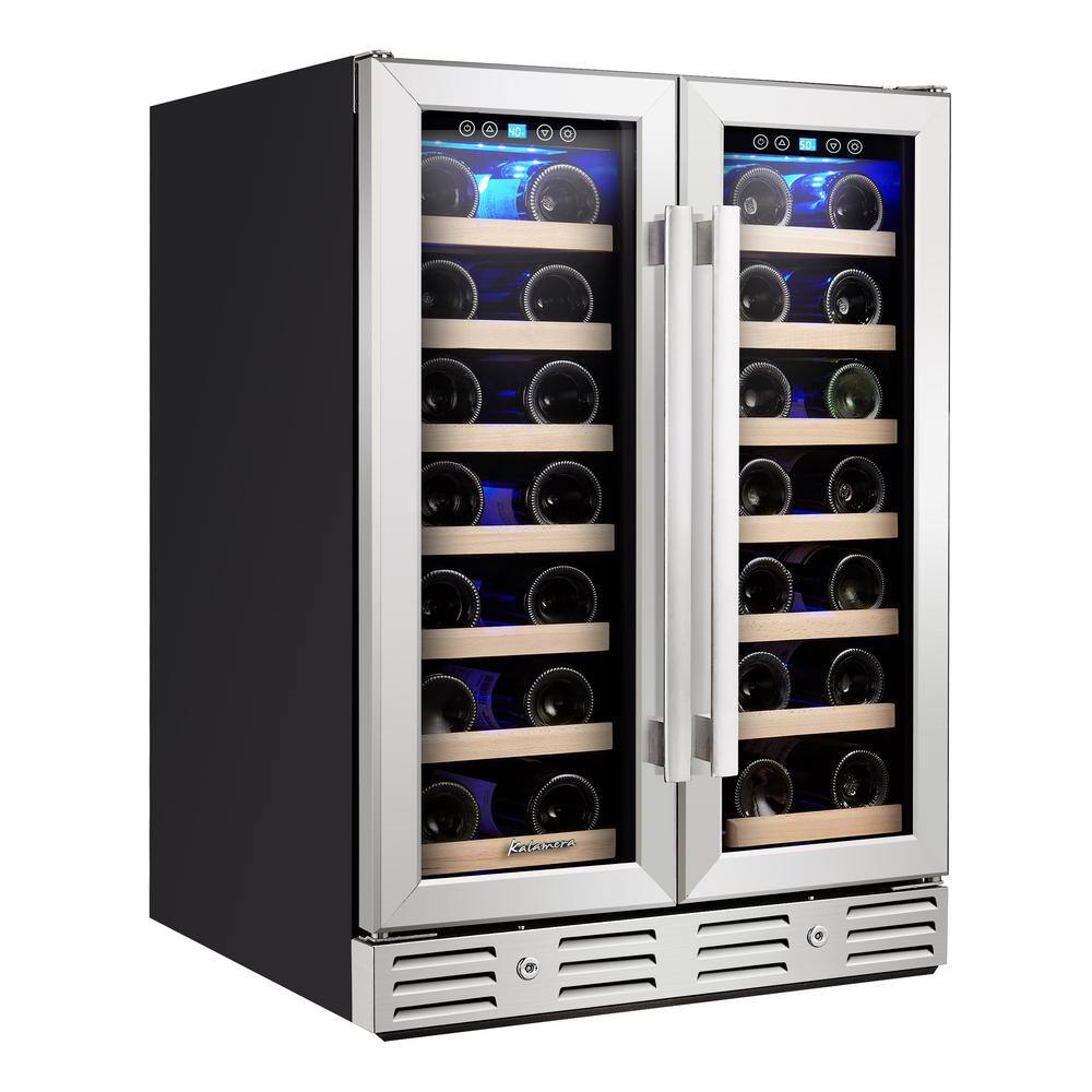 Kalamera 24 In 40 Bottle Wine Cooler Built In Two Door Dual Zone Kalamera 24 In 40 Bottle Wine Cooler Built In Two Door Dual Zone