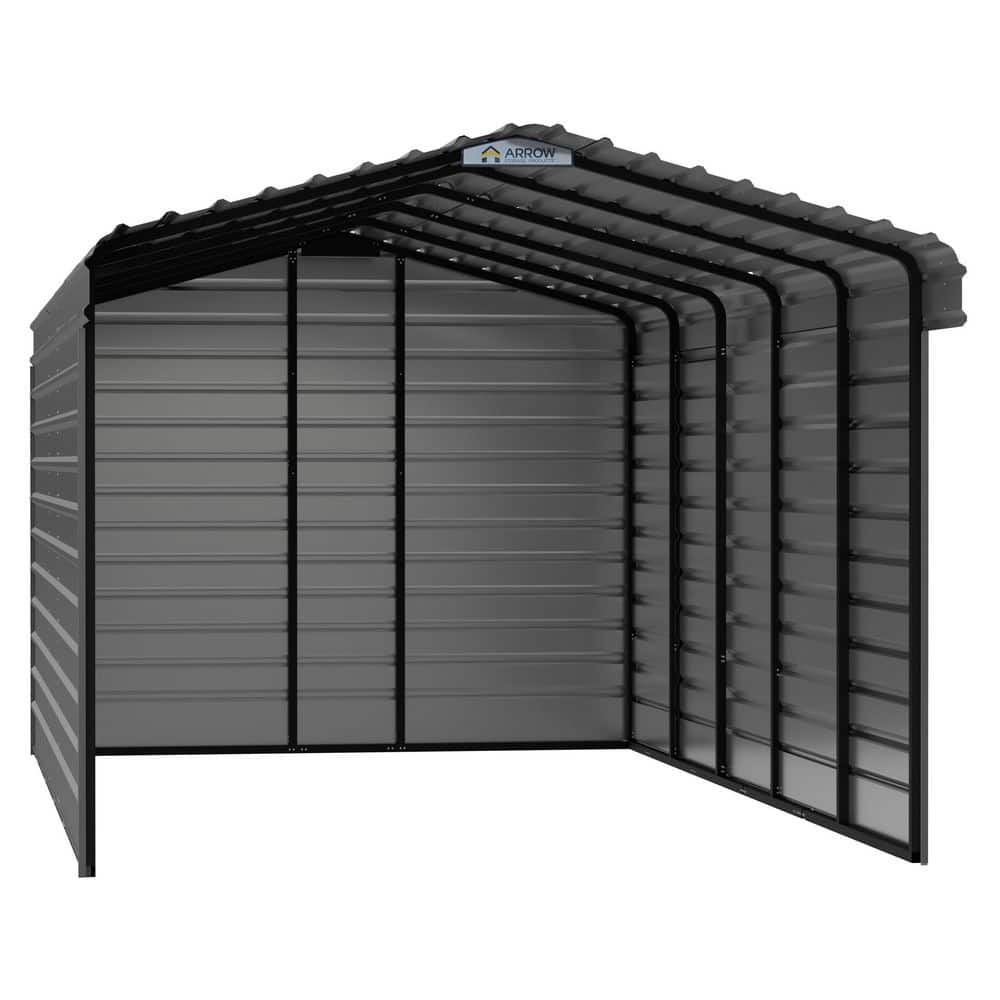 Arrow 12 ft. W x 24 ft. D x 9 ft. H Charcoal Galvanized Steel Carport ...