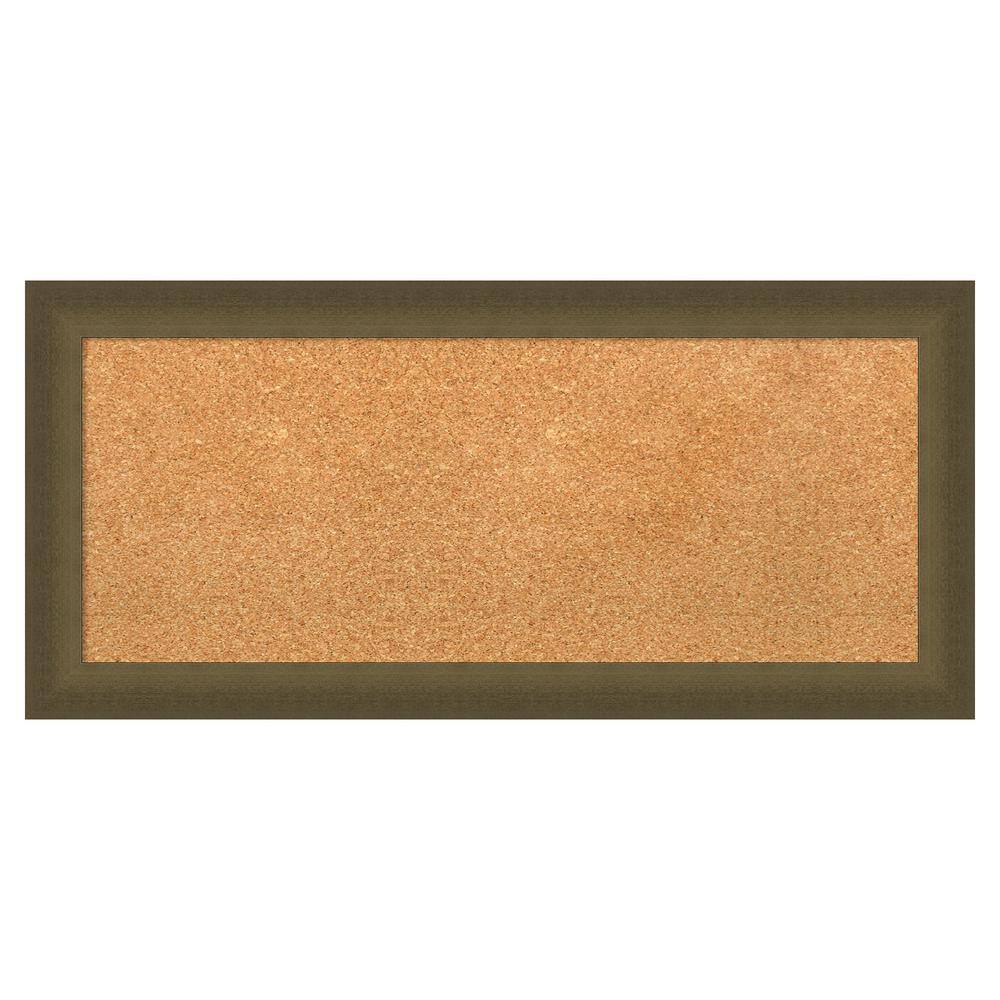 Amanti Art Blaine Light Bronze Narrow Natural Corkboard 34 in. x 16 in ...