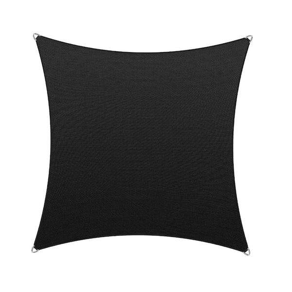 ROYAL SHADE 12 ft. x 12 ft. Black Square Pro Ring Sun Shade Sail Canopy ...