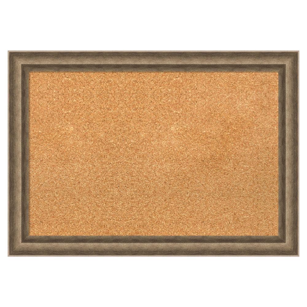 Amanti Art Angled Bronze Wood Framed Natural Corkboard 27 in. x 19 in ...