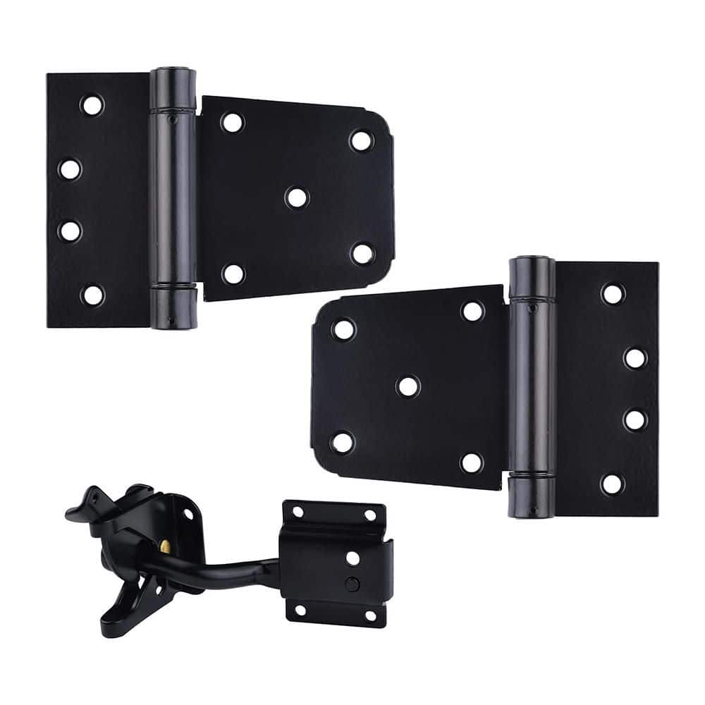 Afoxsos Steel Black Self-Closing Gate Latch and Adjustable Spring ...