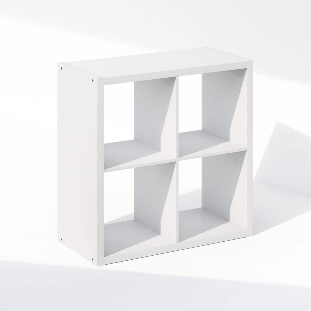 Furinno Cubic 30 in. Tall White Wood 4-Cube Bookcase NLU22004WH - The ...