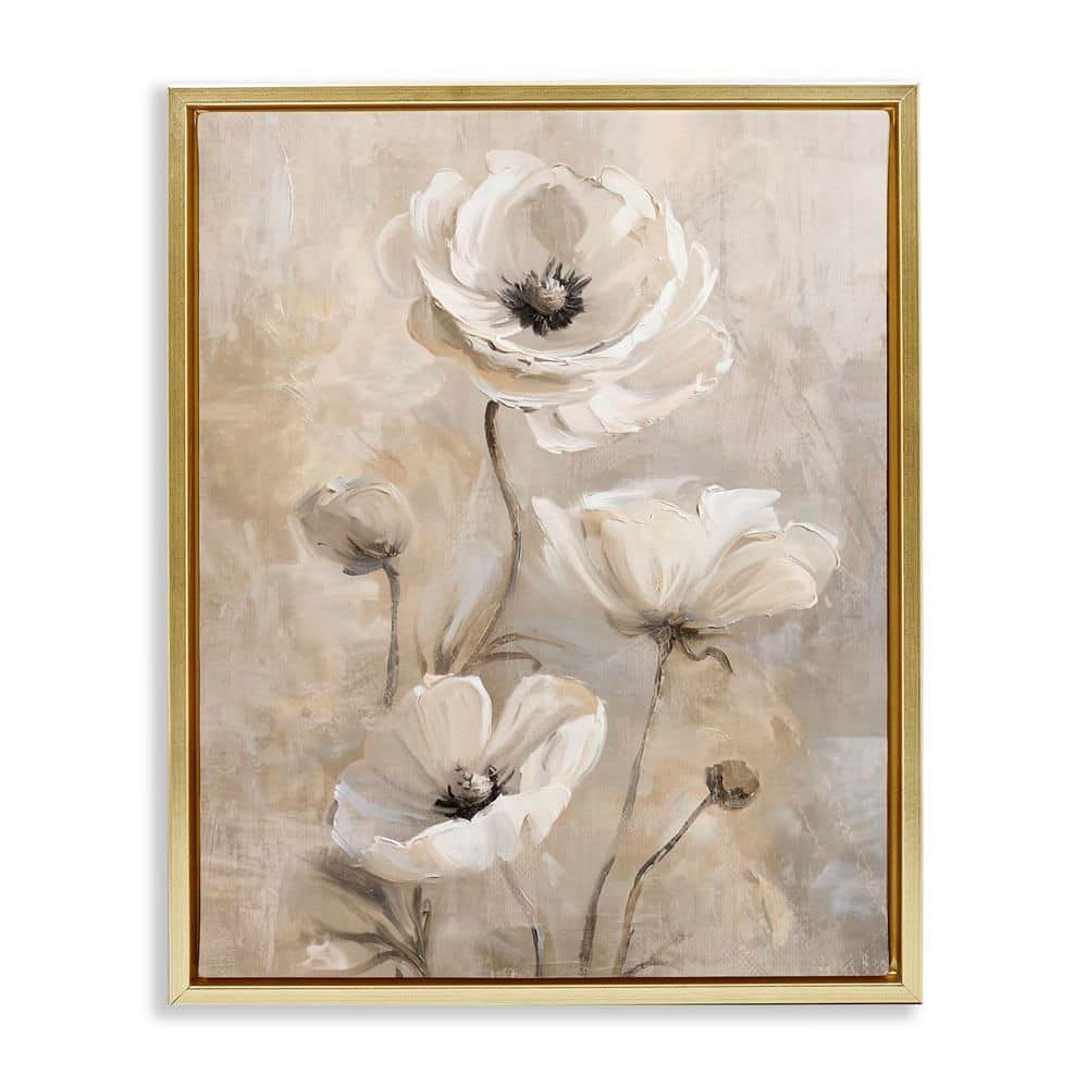 Stupell Industries Natural Beige Poppies by Nina Blue Gold Floater ...