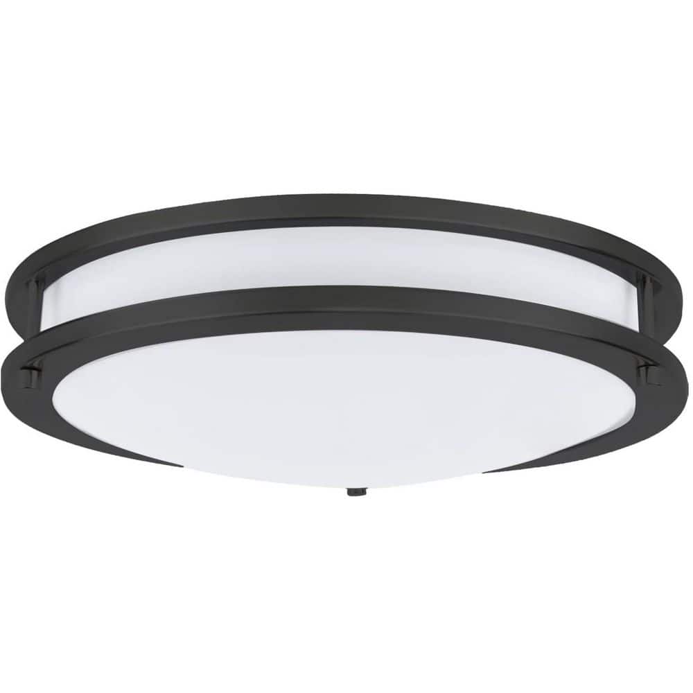 AMAX LIGHTING 5CCT-JR1BLK 10 in. Black Selectable LED Flush Mount 2700 ...