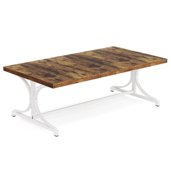 BYBLIGHT Moroni 62.4 in. Rustic Brown and White Wood Computer Desk ...