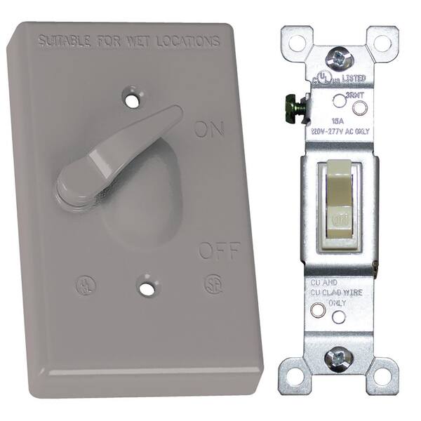 Commercial Electric 1-Gang Metal Weatherproof Single Pole Toggle Switch ...