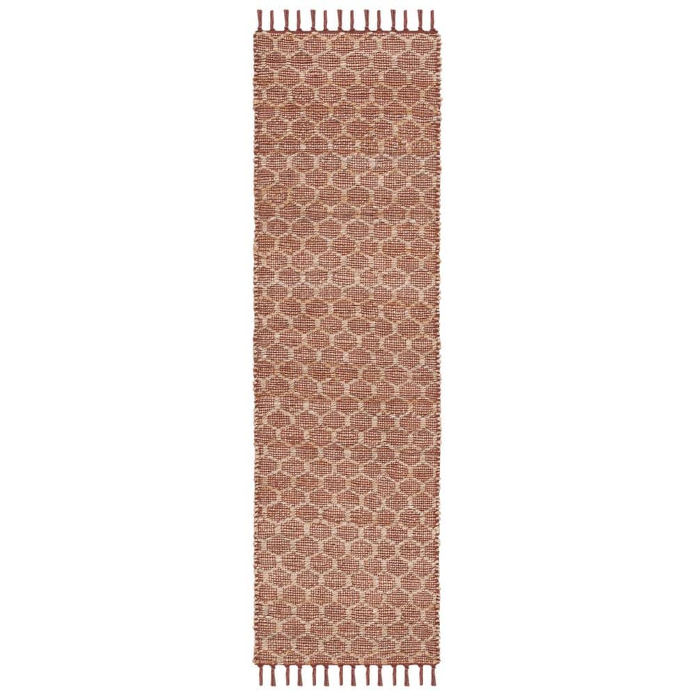 SAFAVIEH Cape Cod 2 ft. x 8 ft. Rust/Natural Trellis Lattice Runner Rug ...