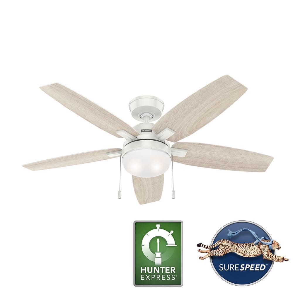 Hunter Antero 52 in. Hunter Express Indoor Fresh White Ceiling Fan with ...