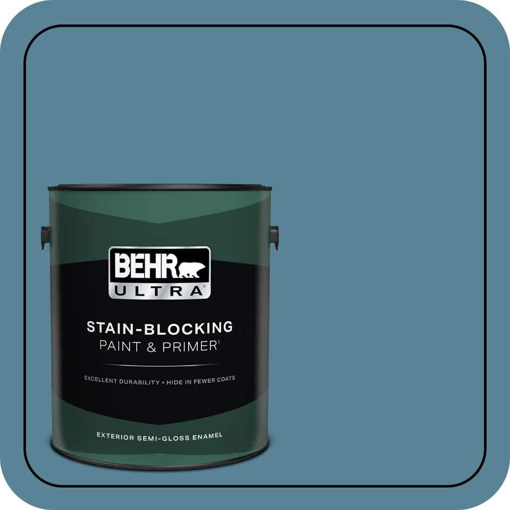 BEHR ULTRA 1 gal. #S480-5 Blue Moon Bay Semi-Gloss Enamel Exterior ...
