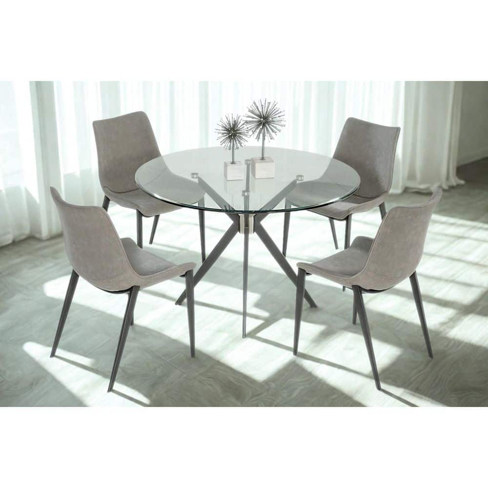 MR MODREST Dallas Black Tempered Glass 47.5 in. Cross Legs Dining Table ...
