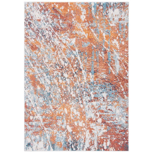 SAFAVIEH Crystal 8 ft. x 10 ft. Ivory/Rust Splattered Marble Area Rug ...