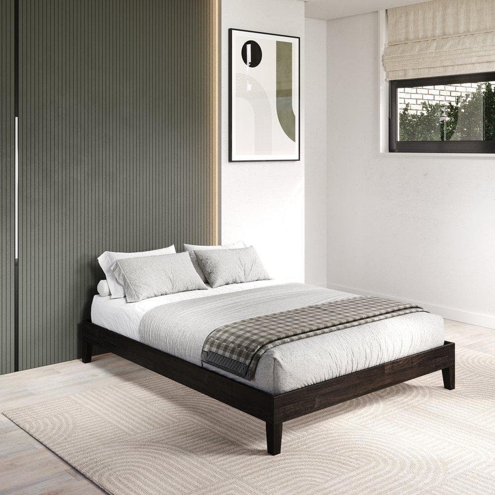 No Headboard Urban Walnut Brown Frame King Platform Bed 2748-KUWL - The ...