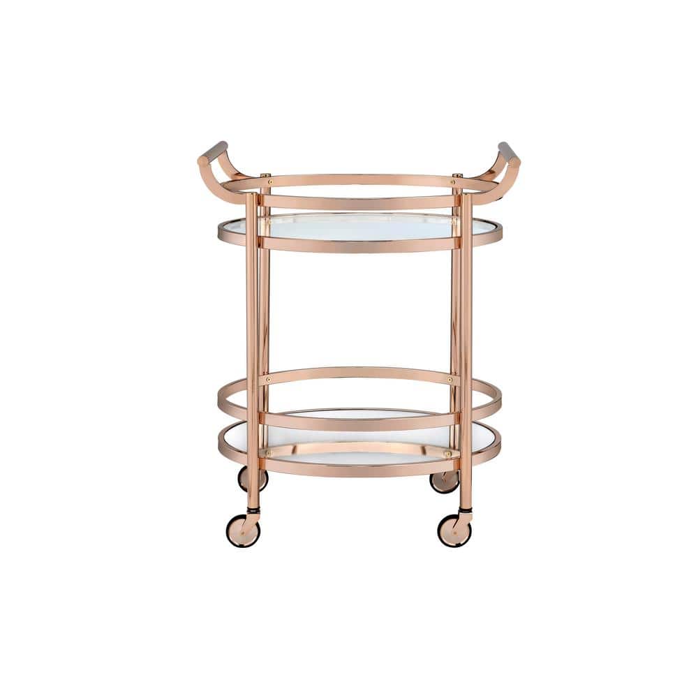 Acme Furniture Lakelyn Clear Glass and Rose Gold Serving Cart 98192 ...
