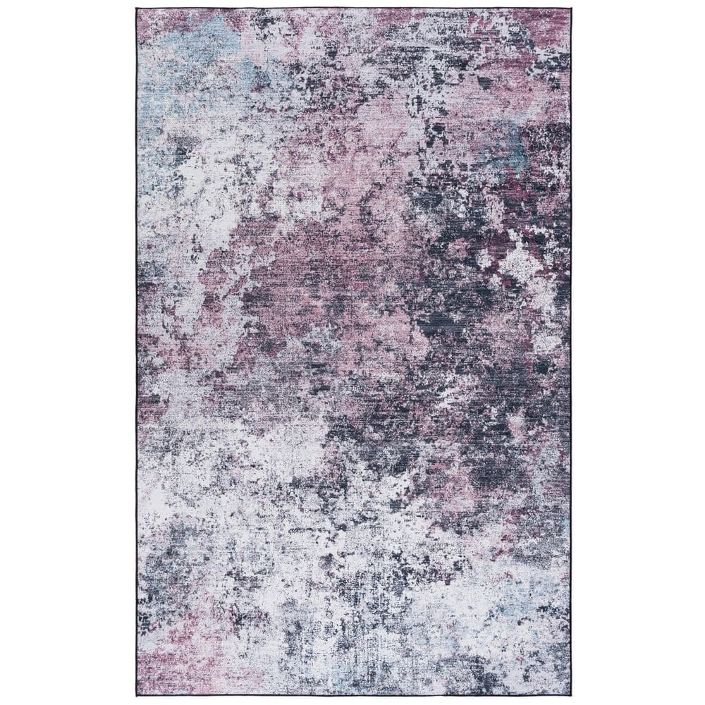 SAFAVIEH Tacoma Plum/Black 3 ft. x 5 ft. Machine Washable Distressed ...