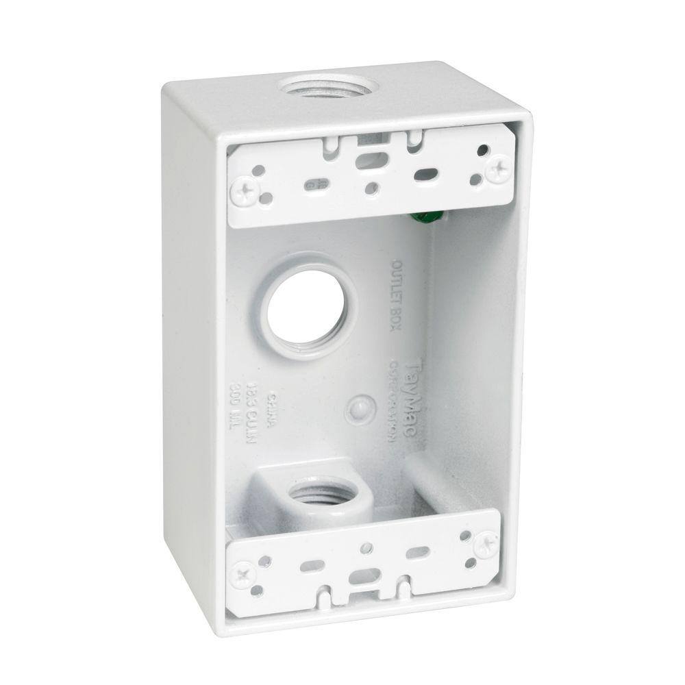 TAYMAC 1-Gang Three 1/2 in. Hole Rectangular Electrical Box - White ...