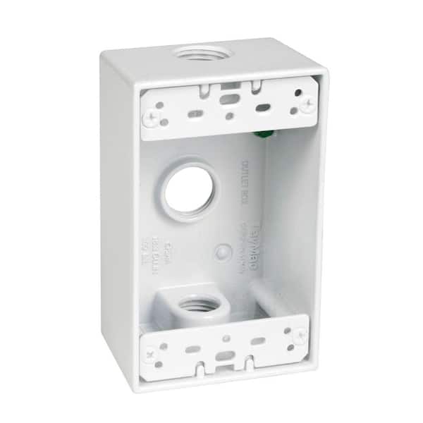 TAYMAC 1-Gang Three 1/2 in. Hole Rectangular Electrical Box - White ...