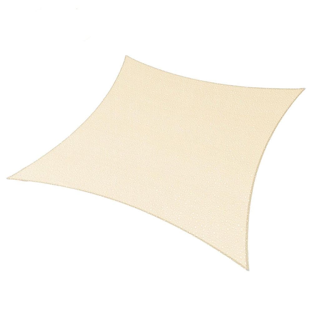 ShadeMart 14 ft. x 14 ft. Beige Square Waterproof Shade Sail, 95% UV ...