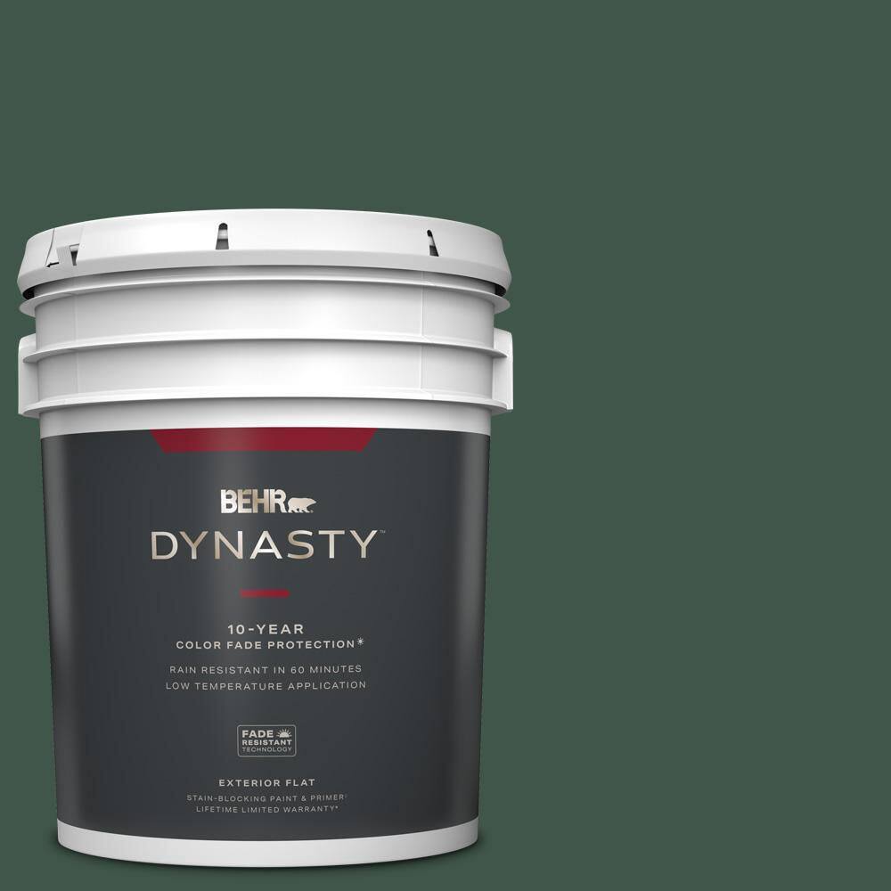BEHR DYNASTY 5 gal. #470F-7 Deep Jungle Flat Exterior Stain-Blocking ...