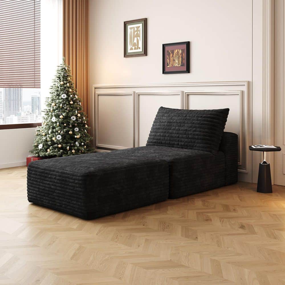 Lesly Modern Collection 66.9 in. Square Arm 2-Piece Corduroy Rectangle ...