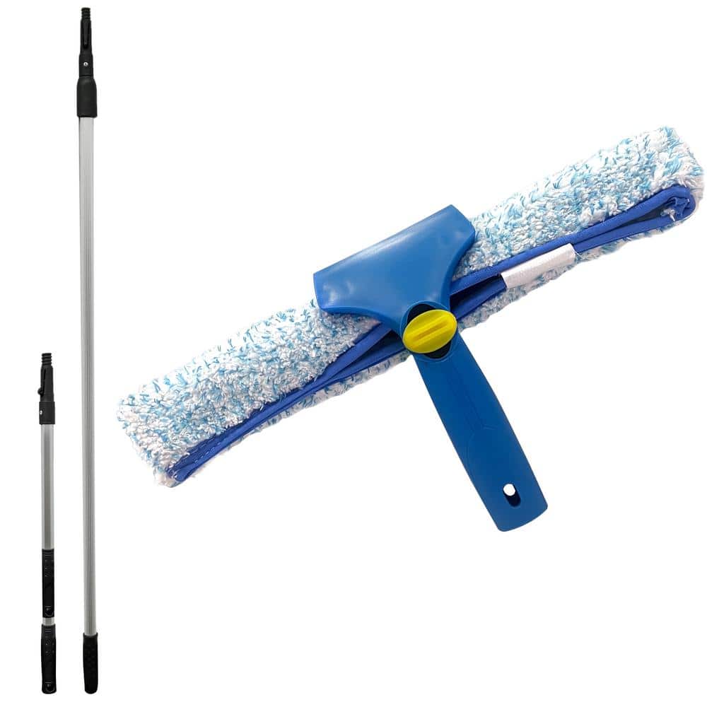BISON LIFE 14 in. Scrubber and Squeegee Window Cleaning Tool with 24 in ...