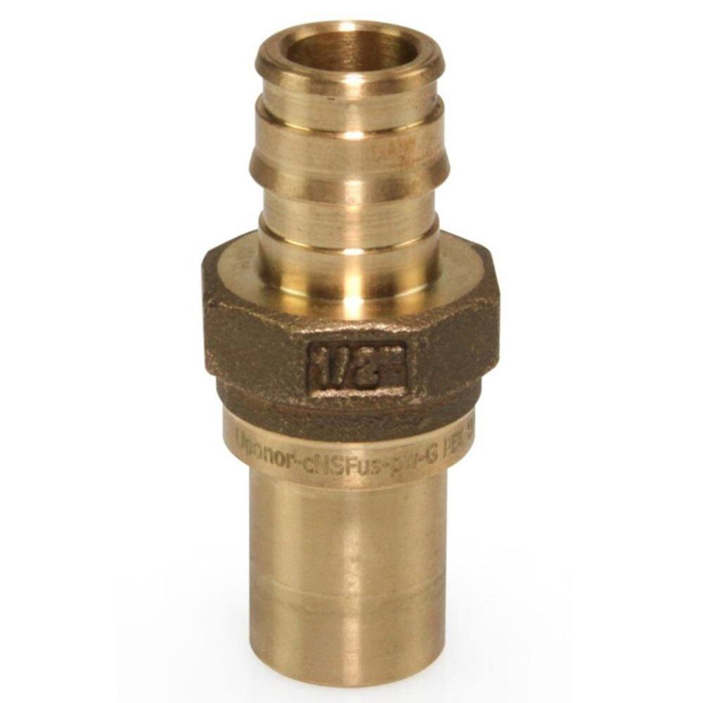 Uponor ProPEX 1/2 in. PEX-A Expansion Barb x 1/2 in. Lead-Free Brass Copper Press Fitting ...