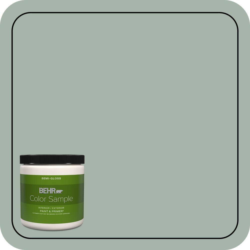 BEHR PREMIUM PLUS 8 oz. #PMD-100 Aquatone Semi-Gloss Interior/Exterior ...