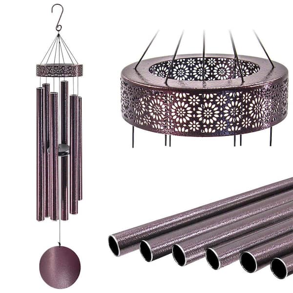 26 in. Deep Tone Wind Chimes for Outdoor, Aluminum Handcrafted Copper ...