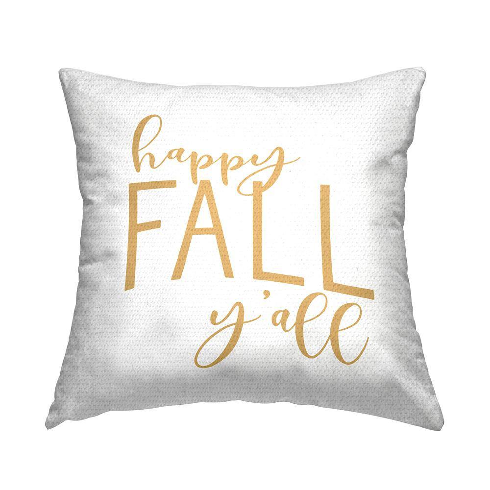 Stupell Industries Happy Fall Y'All Autumn Calligraphy Yellow Square ...
