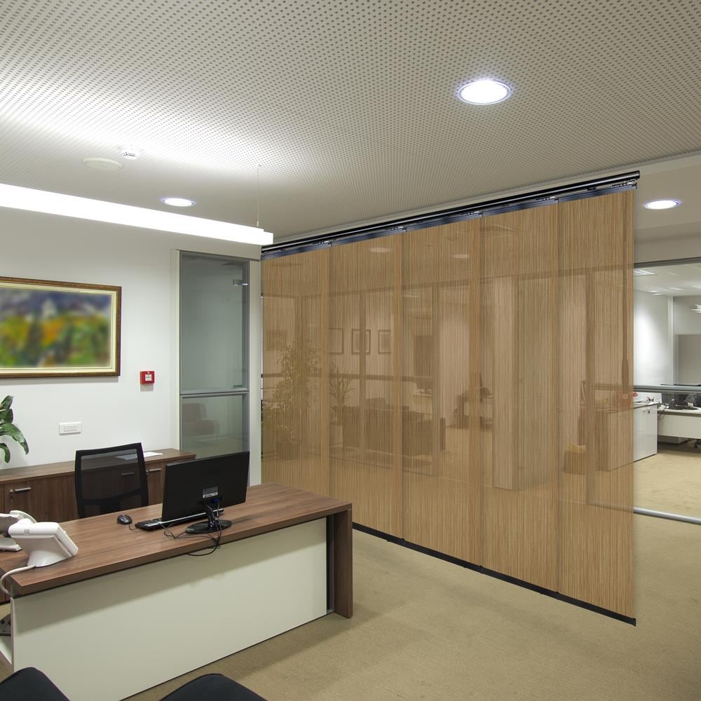 EMOH Wood 58 in.- 110 in. W x 116 in. L Adjustable 5-Panel Black Single ...