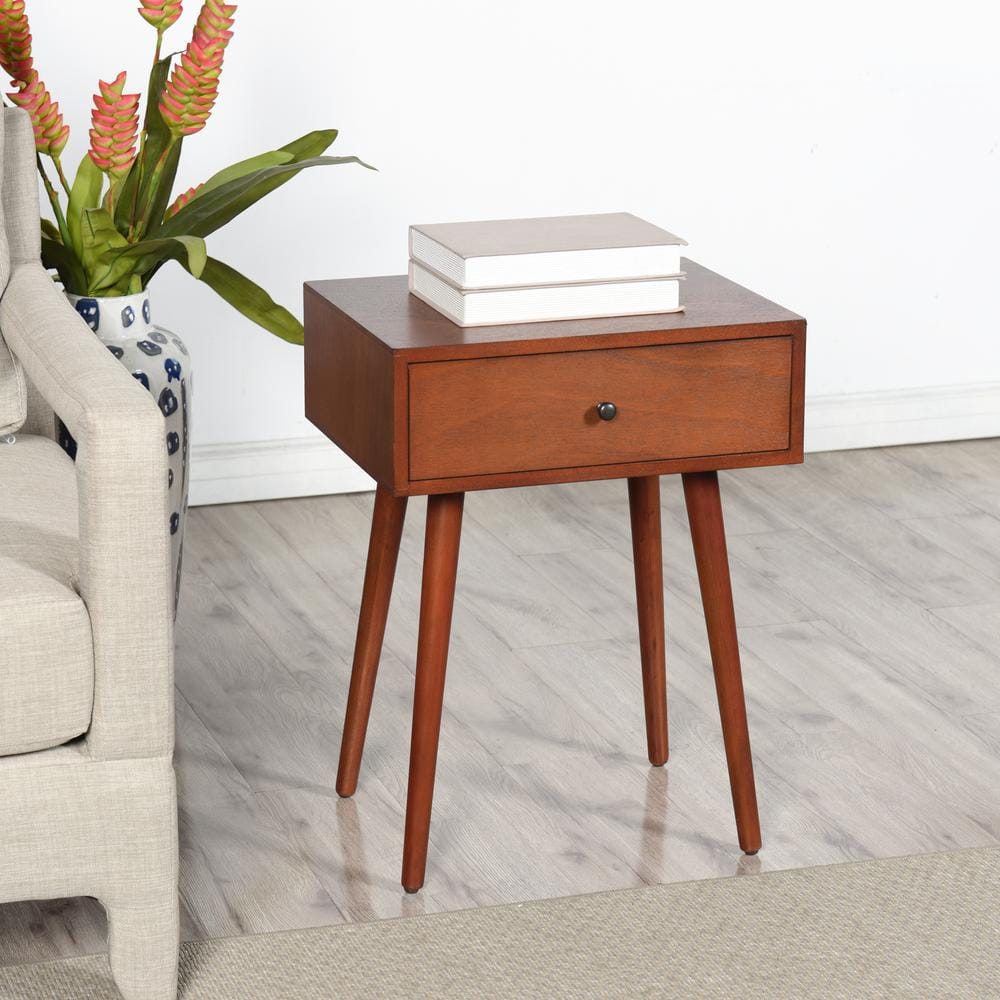 StyleCraft Arthur 17.75 in. Light Walnut Rectangle Wood End Table ...