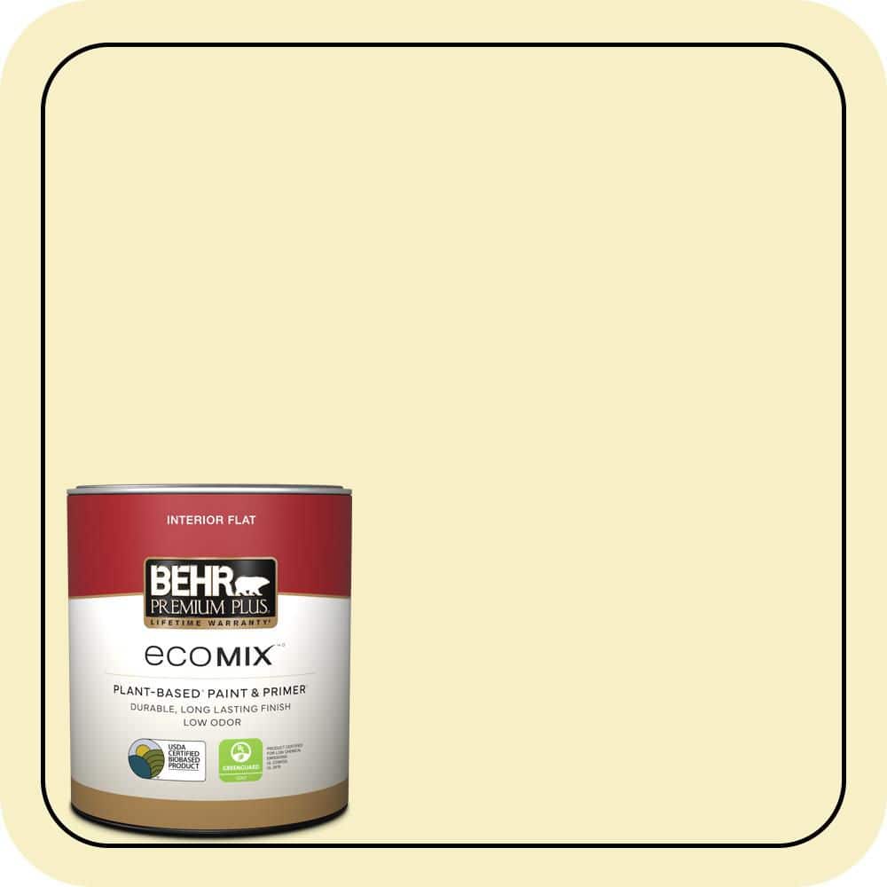 BEHR PREMIUM PLUS 1 qt. #400A-1 Candlelight Yellow Flat EcoMix Plant ...